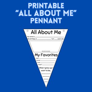 All About Me Pennant - Second Grade, Third Grade, Fourth Grade - Etsy