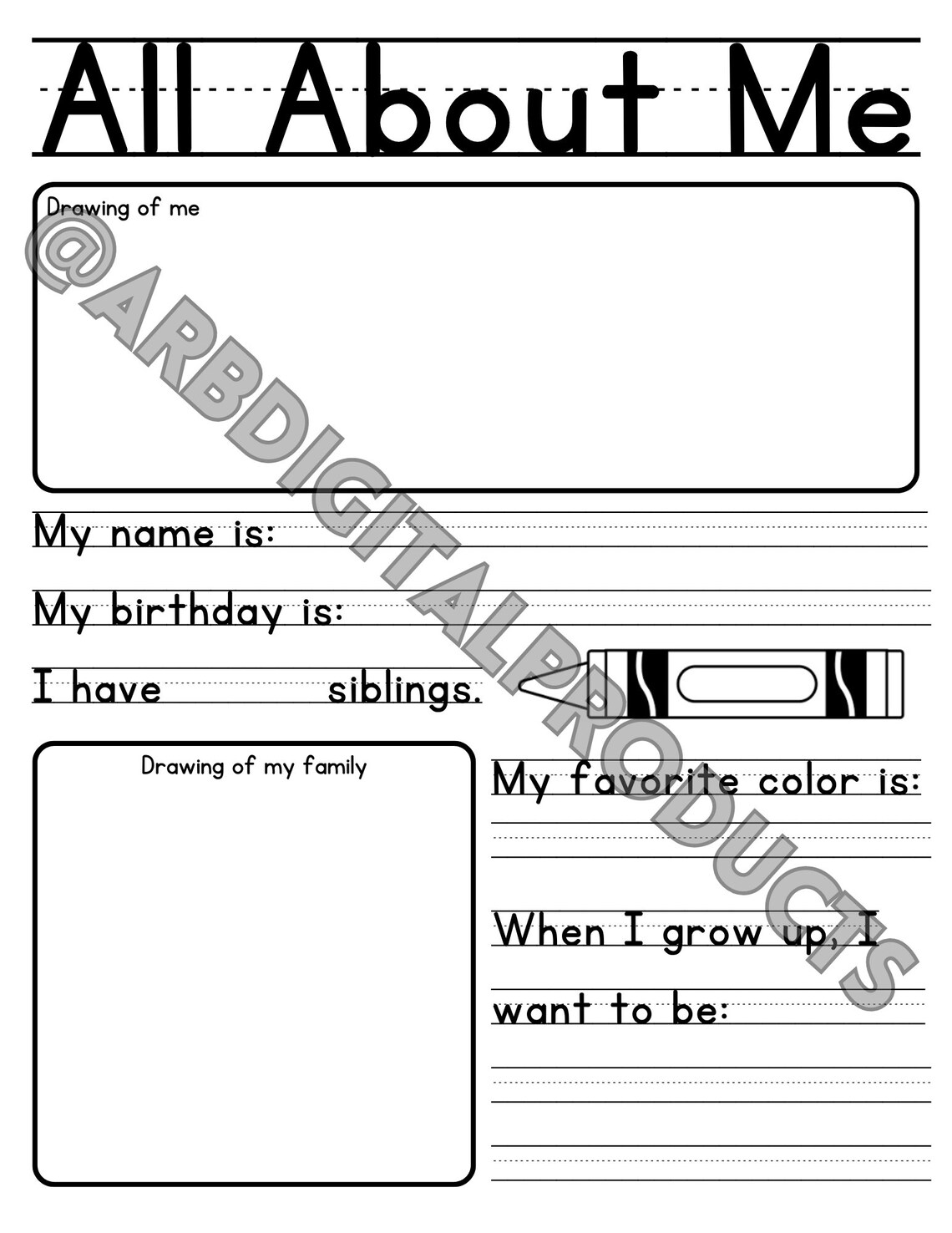 Printable "all About Me" Worksheet - First Day of School, Second Grade ...