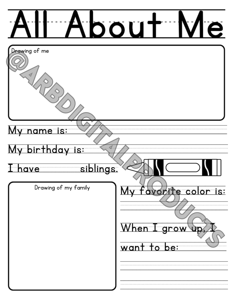 Printable "all About Me" Worksheet - First Day of School, Second Grade ...