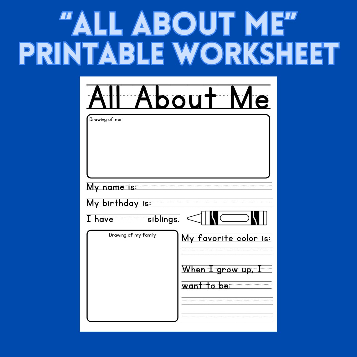 Printable "all About Me" Worksheet - First Day of School, Second Grade ...