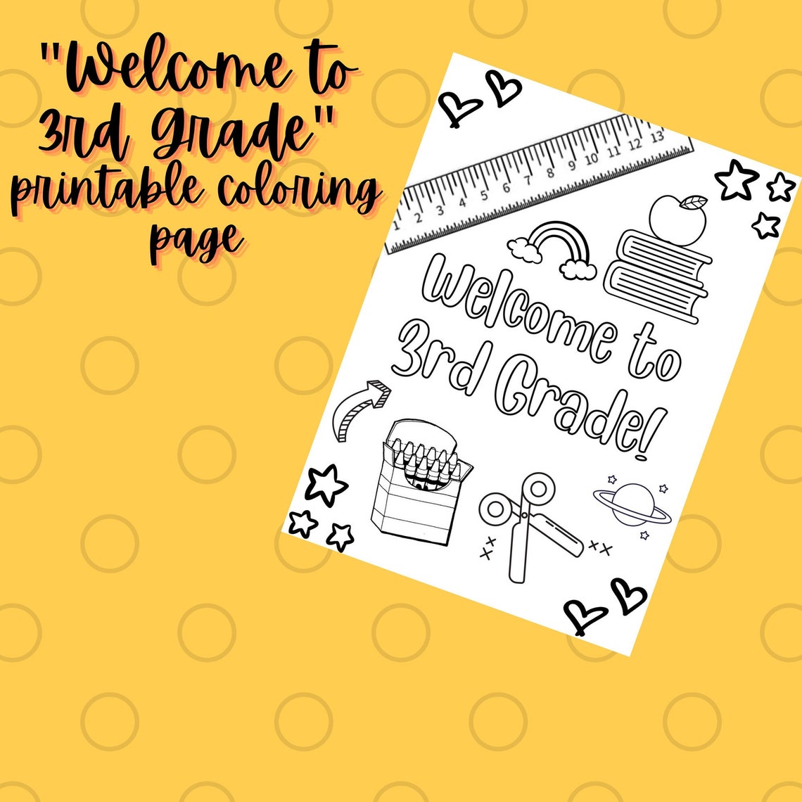 Welcome to 3rd Grade Printable Coloring Sheet First Day of - Etsy