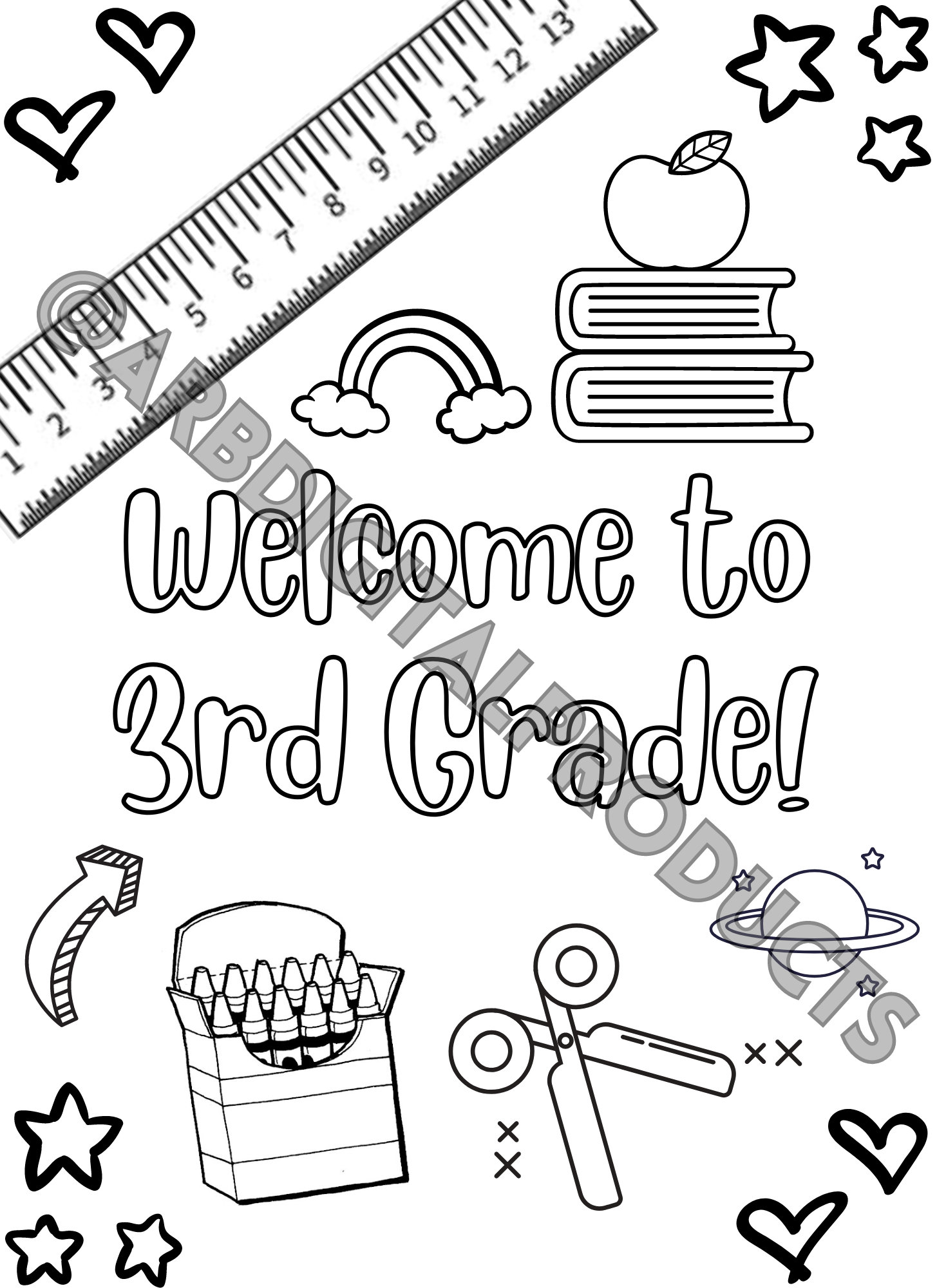 Welcome to 3rd Grade - Printable Coloring Sheet, First Day of School ...