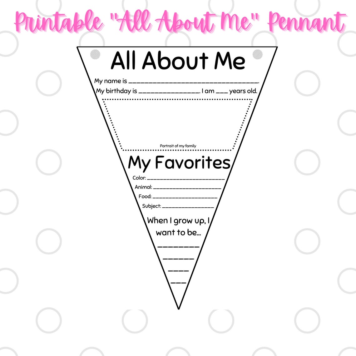 All About Me Pennant Second Grade, Third Grade, Fourth Grade - Etsy