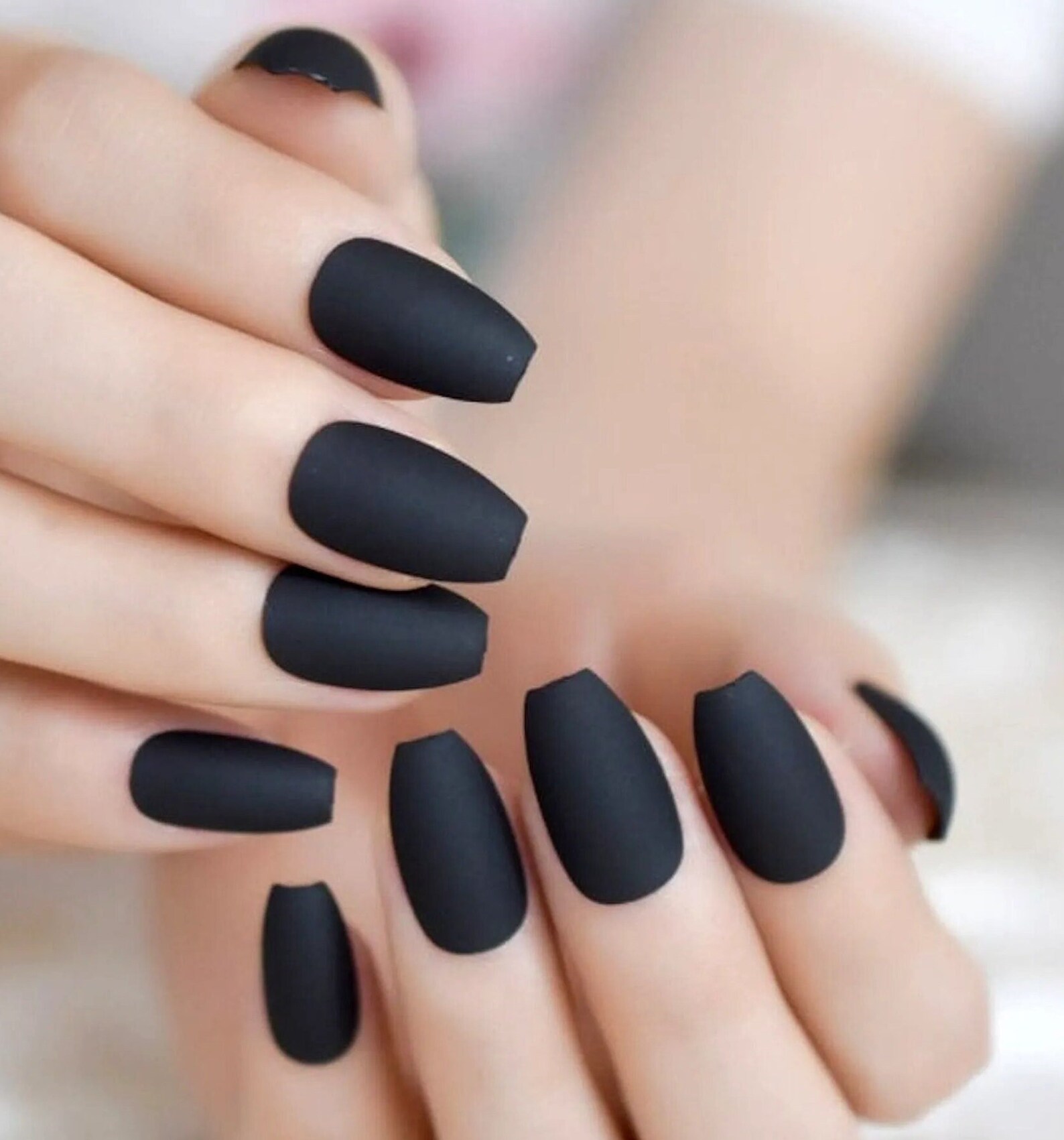 Black Matte Short Coffin Press on Nails Matte Short Press on - Etsy