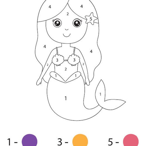 50 Cute Color by Number Pages for Kids Activity Book for - Etsy