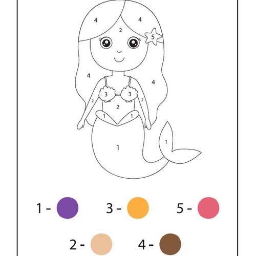 50 Cute Color by Number Pages for Kids Activity Book for - Etsy