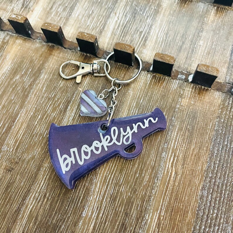 Keychain Fully Custom - Resin Cheer Megaphone Keychain - Bag Tag - Etsy