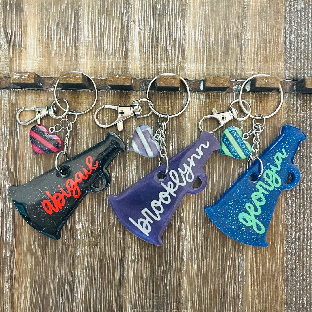 Keychain Fully Custom - Resin Cheer Megaphone Keychain - Bag Tag - Etsy