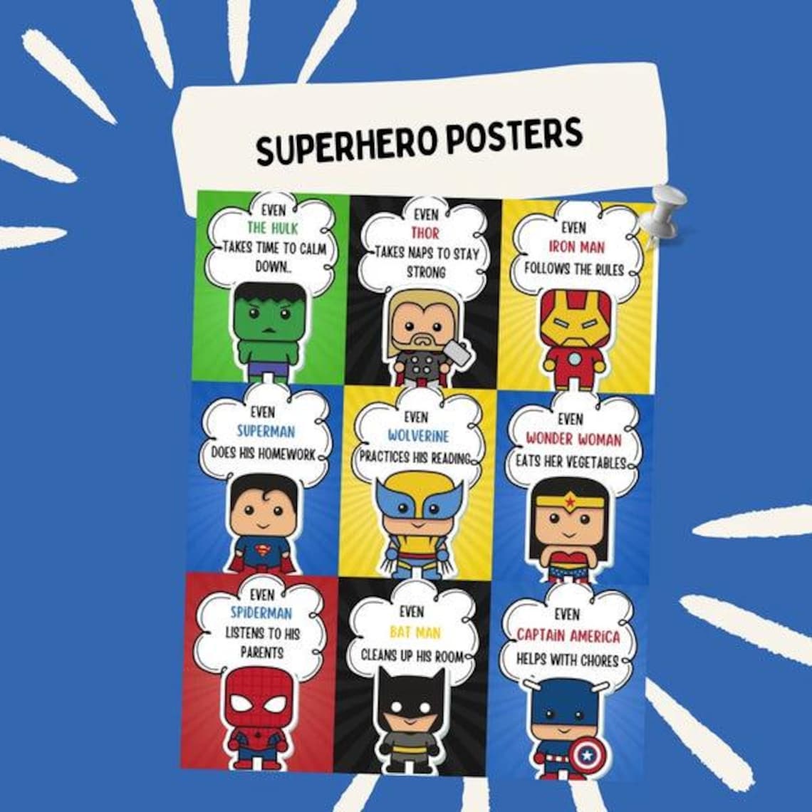 10 Superhero Motivation Posters for Kids’ Room | Inspirational Wall Art ...