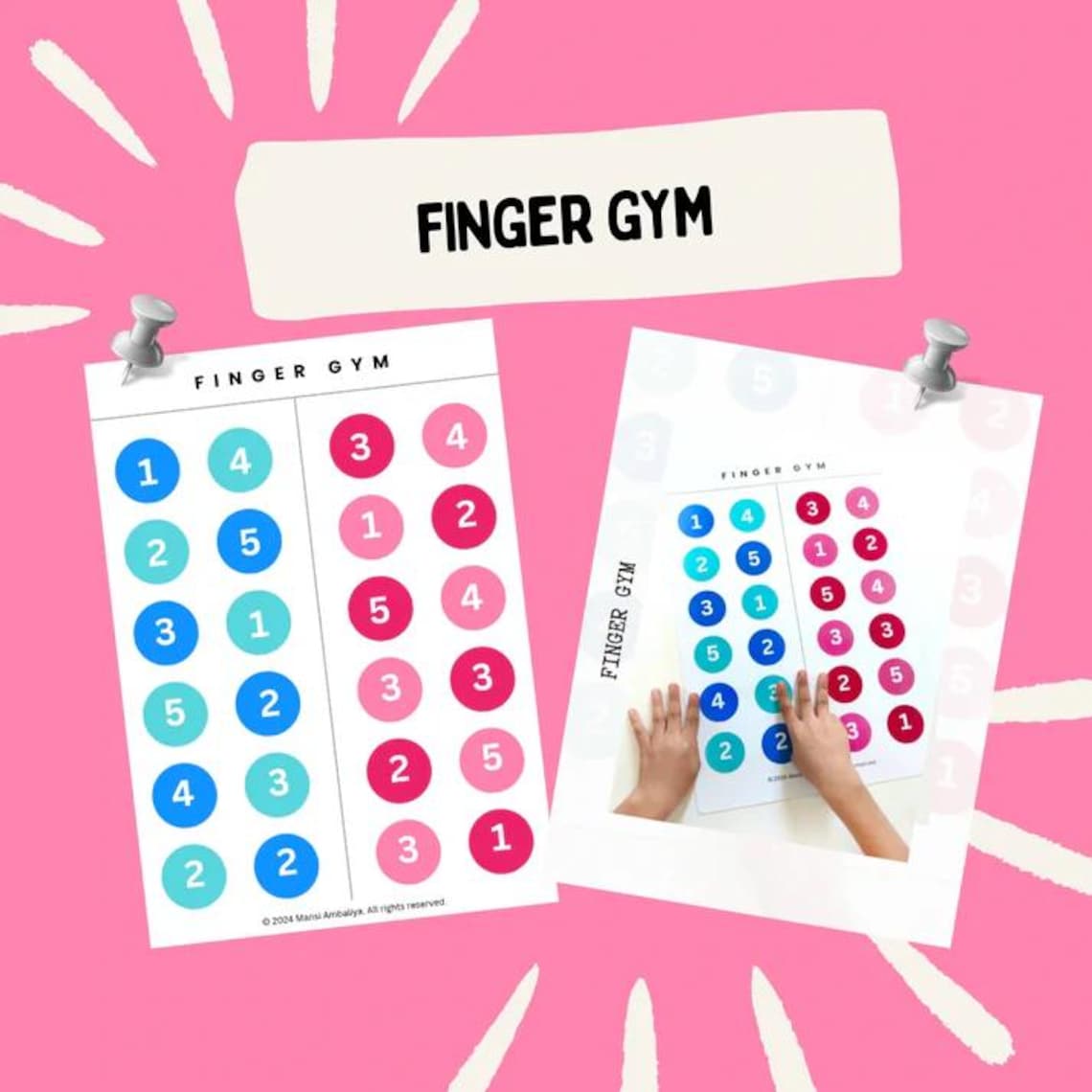 Finger Gym Worksheets: Fine Motor Skills, Prewriting (digital Download ...