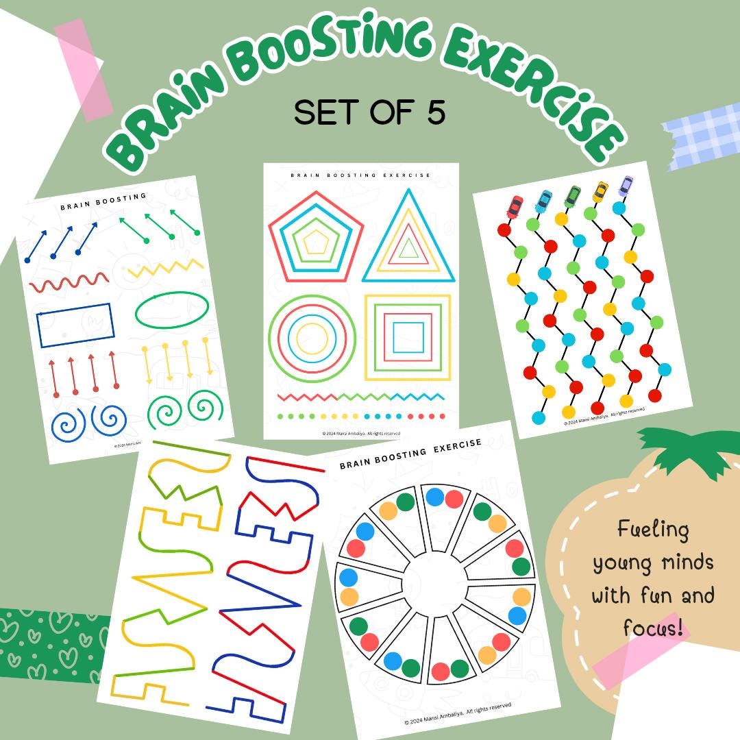 Brain Boosting Exercise Worksheets (set of 5) | Prek Cognitive ...