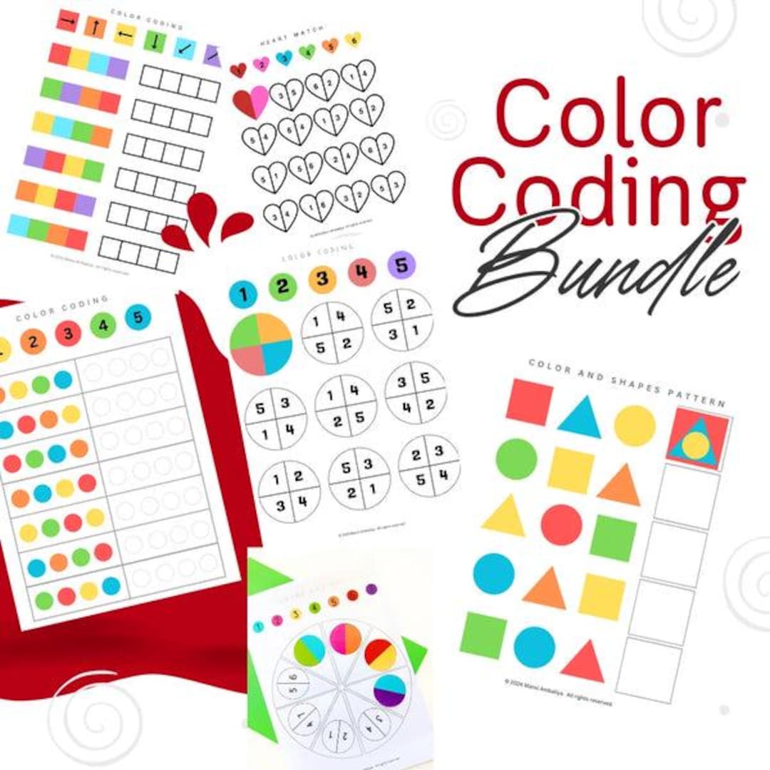 Color Coding Worksheets Bundle (set of 13) | Fun Color Matching and ...