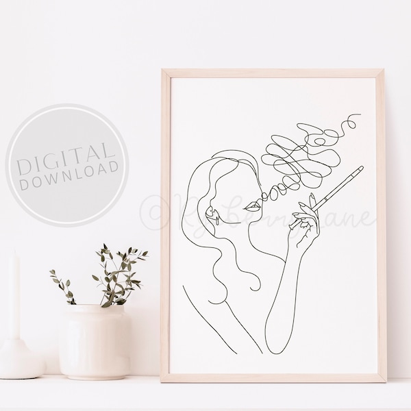 Line Art Smoking - Etsy