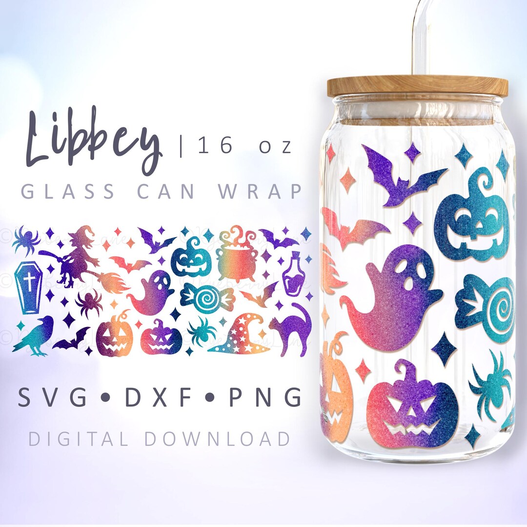 Halloween Can Glass SVG Ghost Svg Witch Can Glass 16 Oz Libbey Can ...