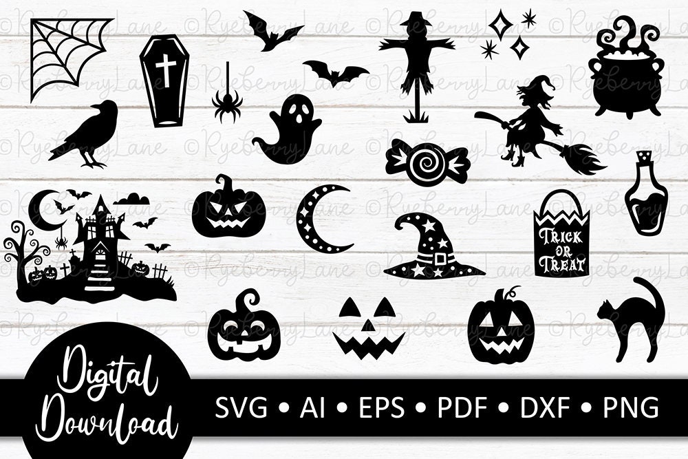 Halloween SVG Pack Witch Haunted House Scarecrow Ghost Jack O Lantern ...