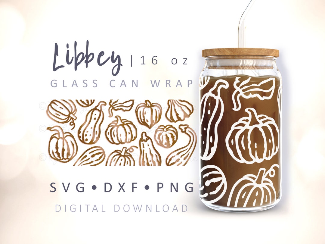 Pumpkin Glass Wrap Pumpkin SVG Halloween Can Glass Gourds Squash ...