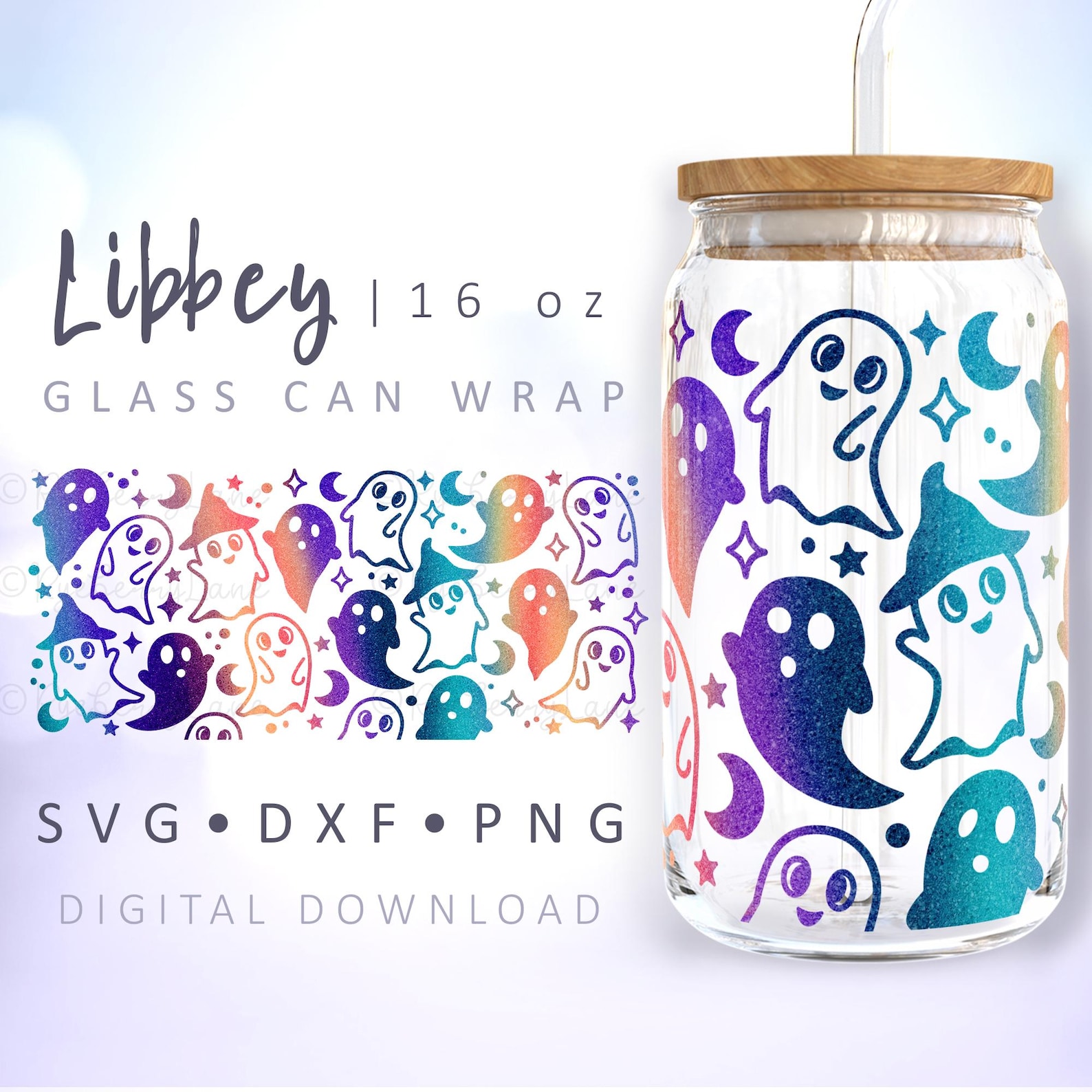 Ghost Can Glass SVG Ghost Vector Halloween Can Glass 16 Oz Libbey Can ...