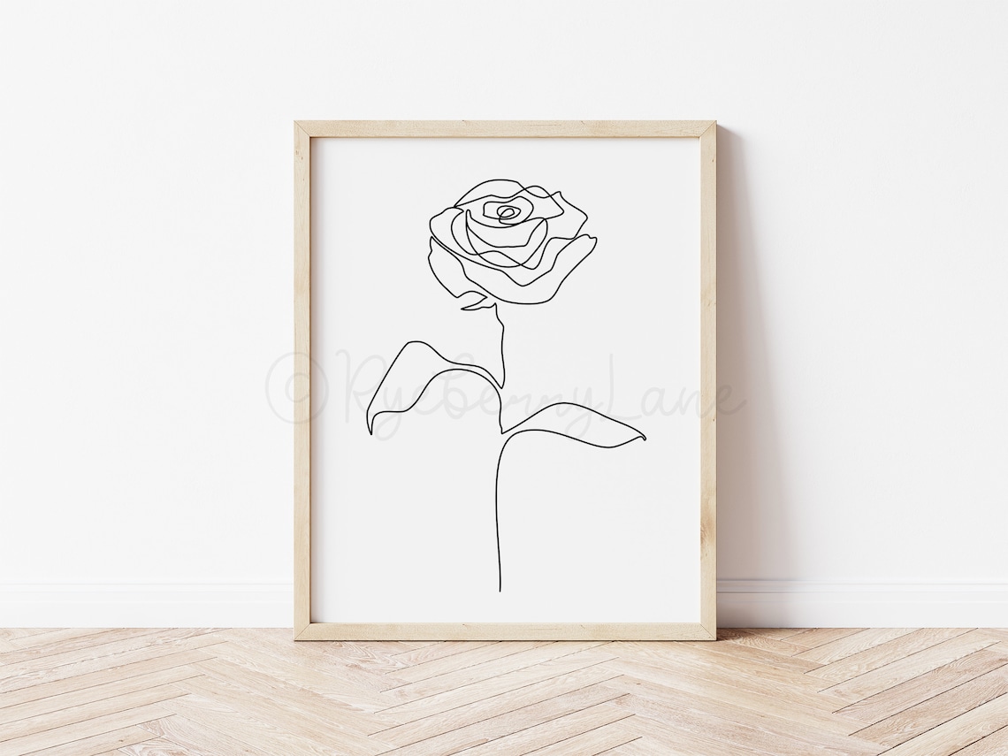 Rose Line Art Print Rose Print Continuous Line Art Drawing - Etsy
