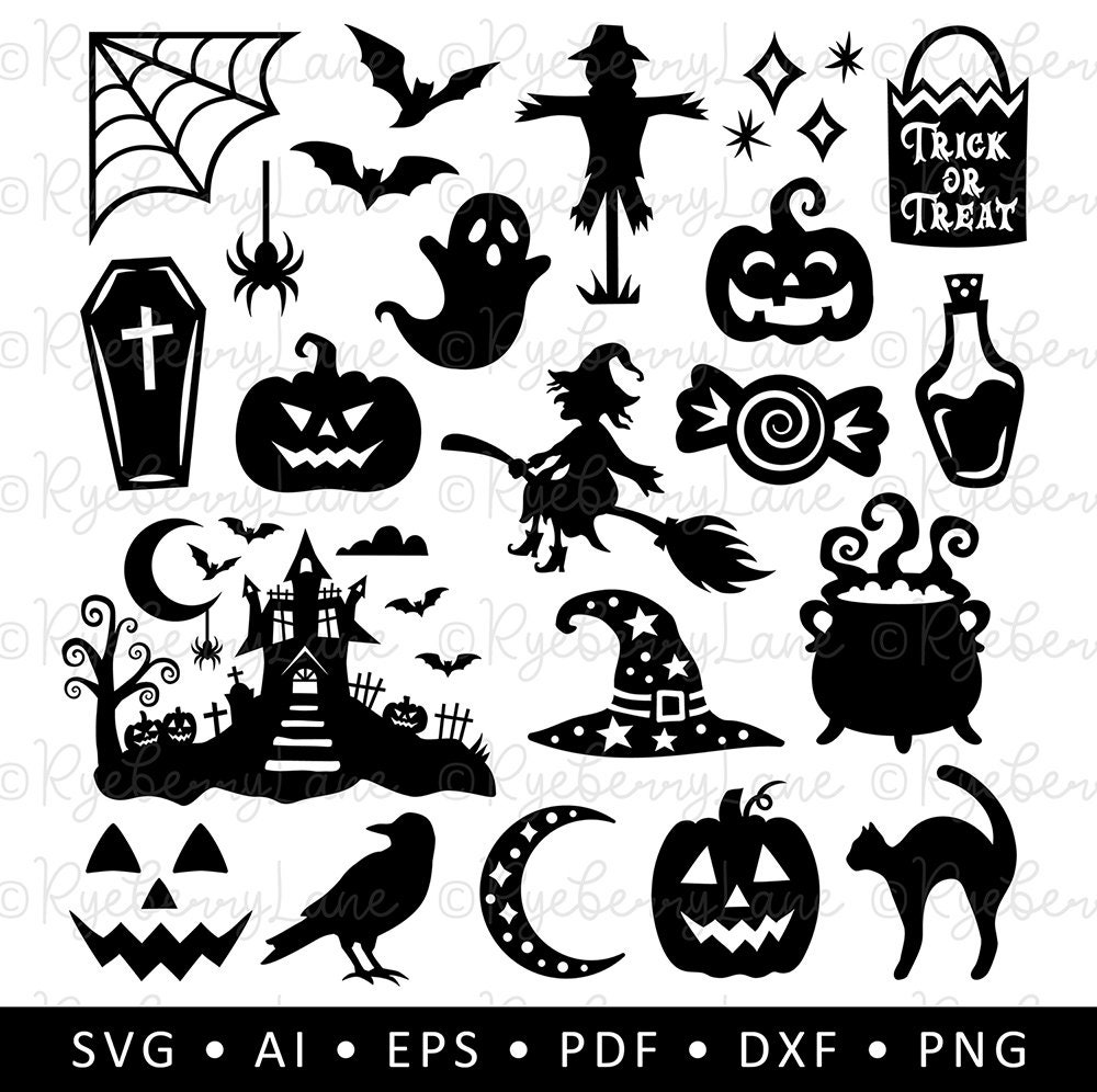 Halloween SVG Pack Witch Haunted House Scarecrow Ghost Jack O Lantern ...