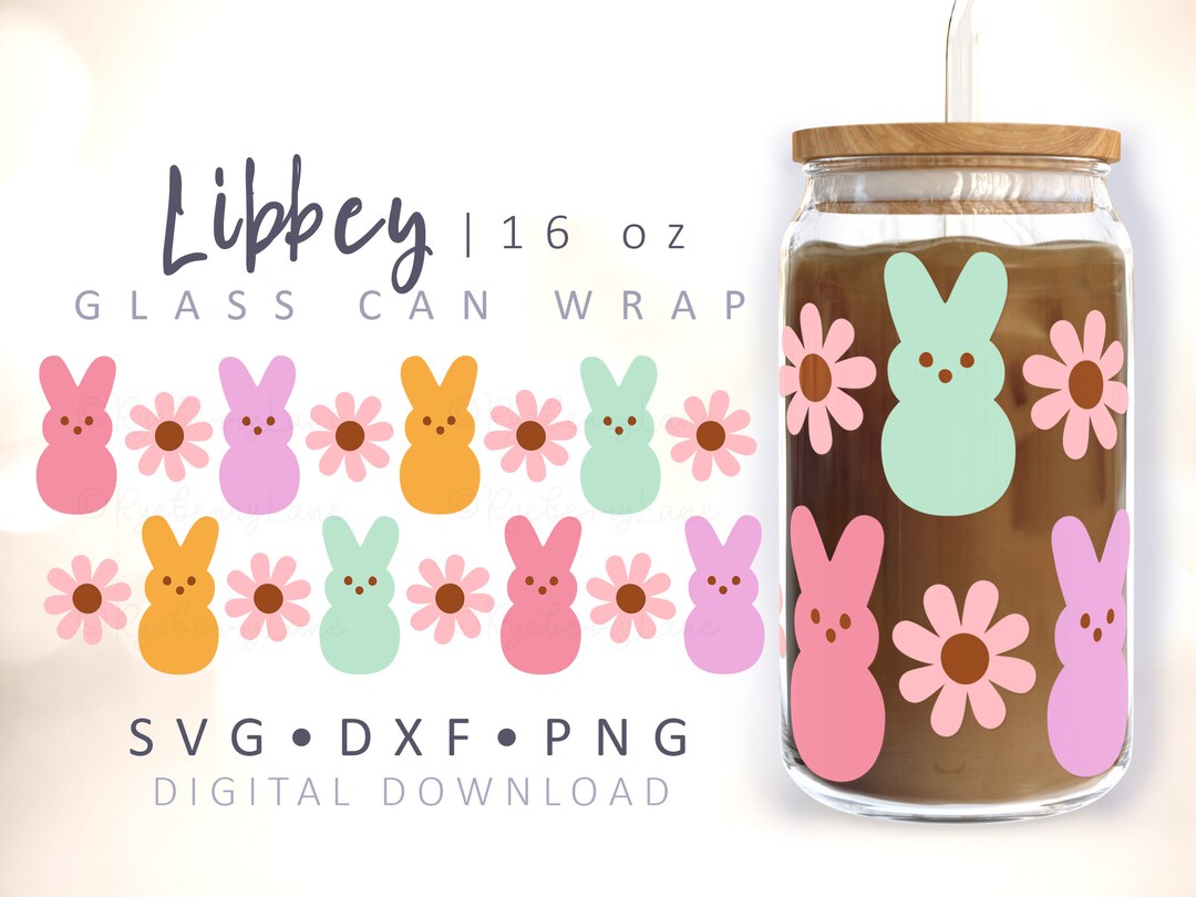 Easter Can Glass Wrap SVG Marshmallow Bunny SVG Candy Easter Rabbit Svg ...