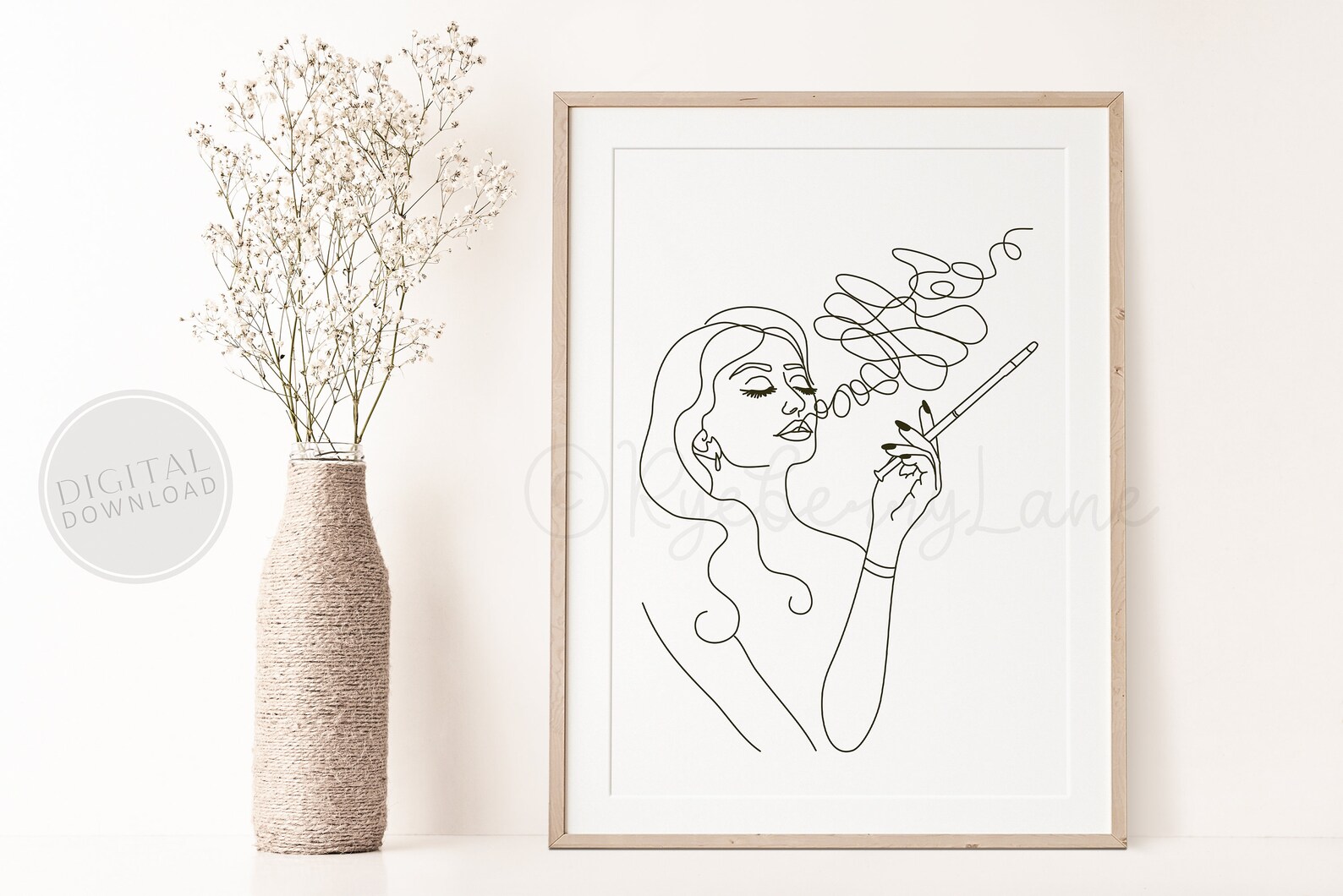 Smoking Woman Line Art Print Bar Art Print Cigarette Line Art - Etsy