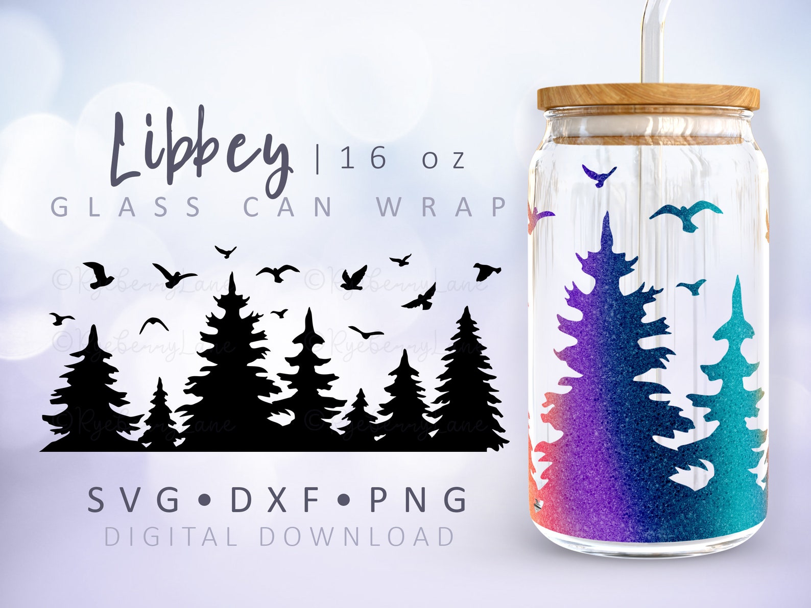 Pine Trees Can Glass Wrap SVG Evergreen Trees Can Glass Cup - Etsy