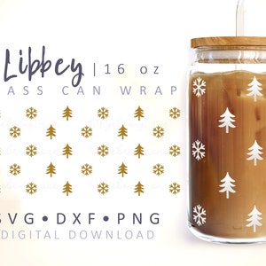 Snowflakes Can Glass Wrap SVG Christmas Can Glass Cup Tree Christmas ...