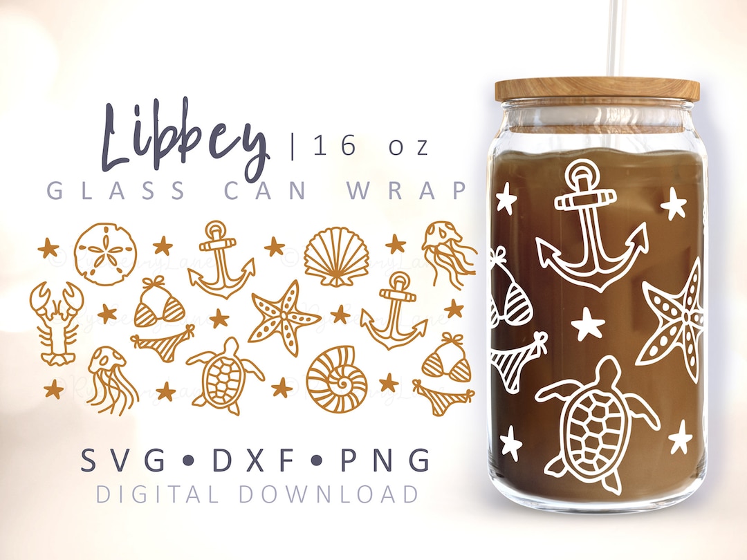 Beach Can Glass Wrap SVG Beach Beer Can Glass Nautical Can Glass Beach ...