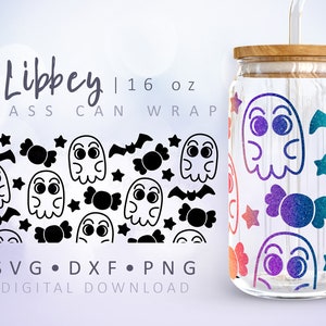 Ghost Can Glass SVG Ghost Vector Candy Halloween Can Glass 16 Oz Libbey ...