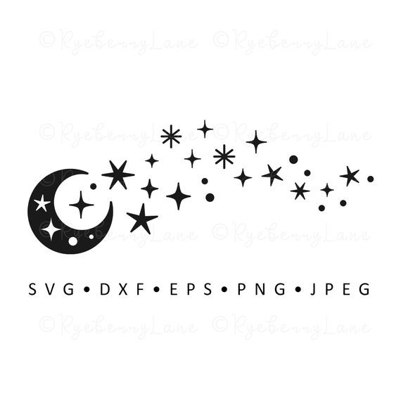Moon SVG Stars SVG Moon and Stars Vector Moon Clipart - Etsy
