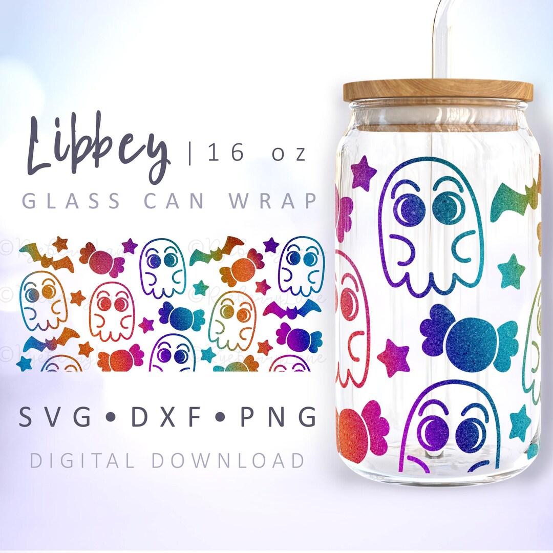 Ghost Can Glass SVG Ghost Vector Candy Halloween Can Glass 16 Oz Libbey ...