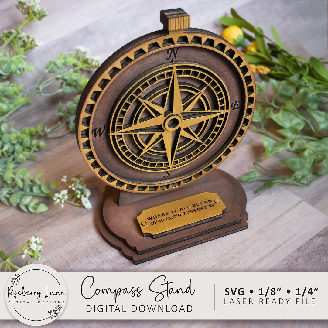 Compass Stand Laser Cut File Digital SVG DOWNLOAD Tiered Tray Engraved ...