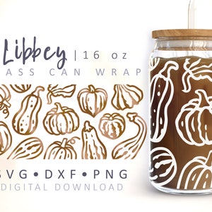 Pumpkin Glass Wrap Pumpkin SVG Halloween Can Glass Gourds - Etsy