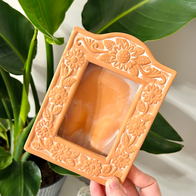 Vintage Terracotta Ceramic Picture Frame Sunflower Daisy Pattern - Etsy