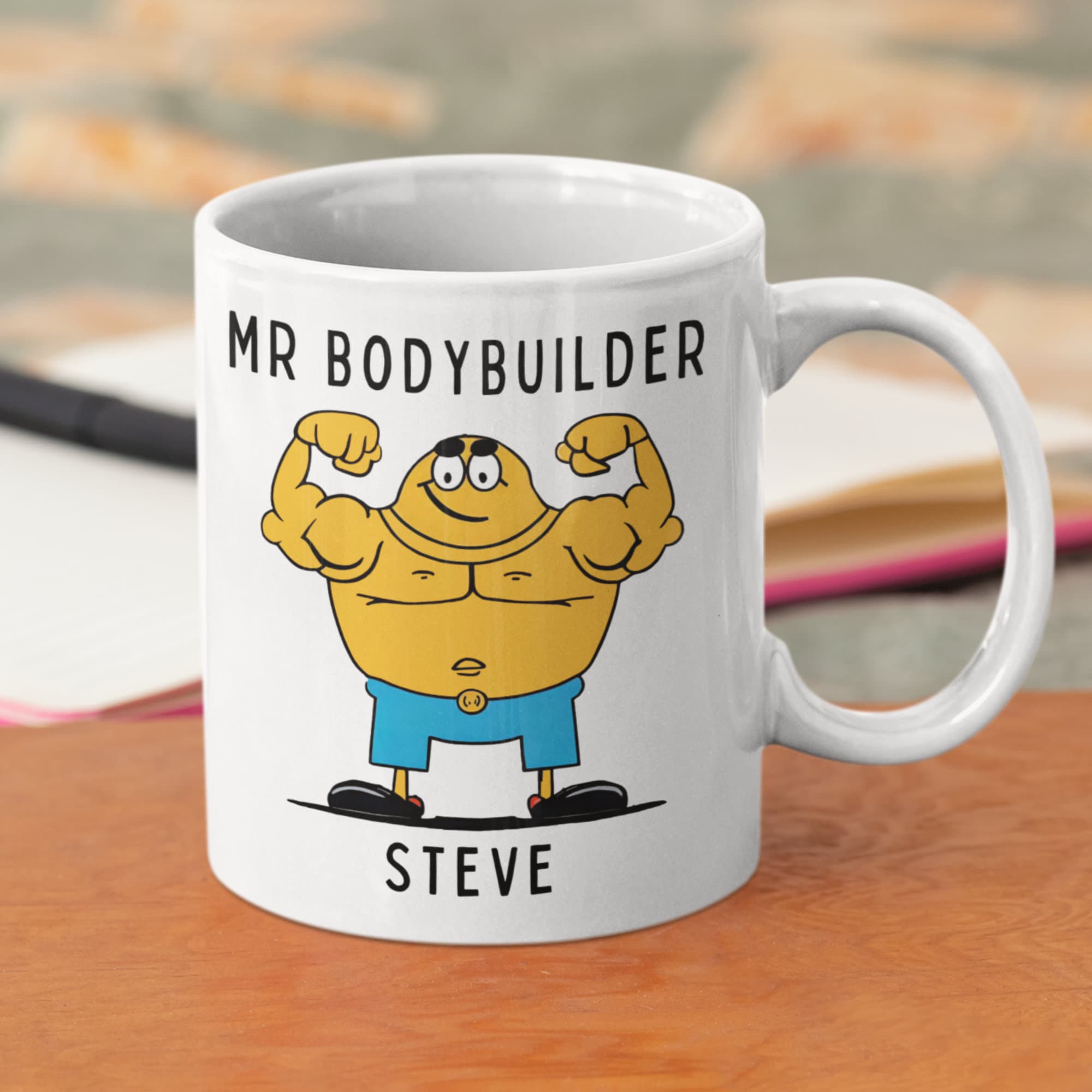 Personalised Bodybuilder Mug – Funny Gym Gift, Mr Bodybuilder Cartoon ...