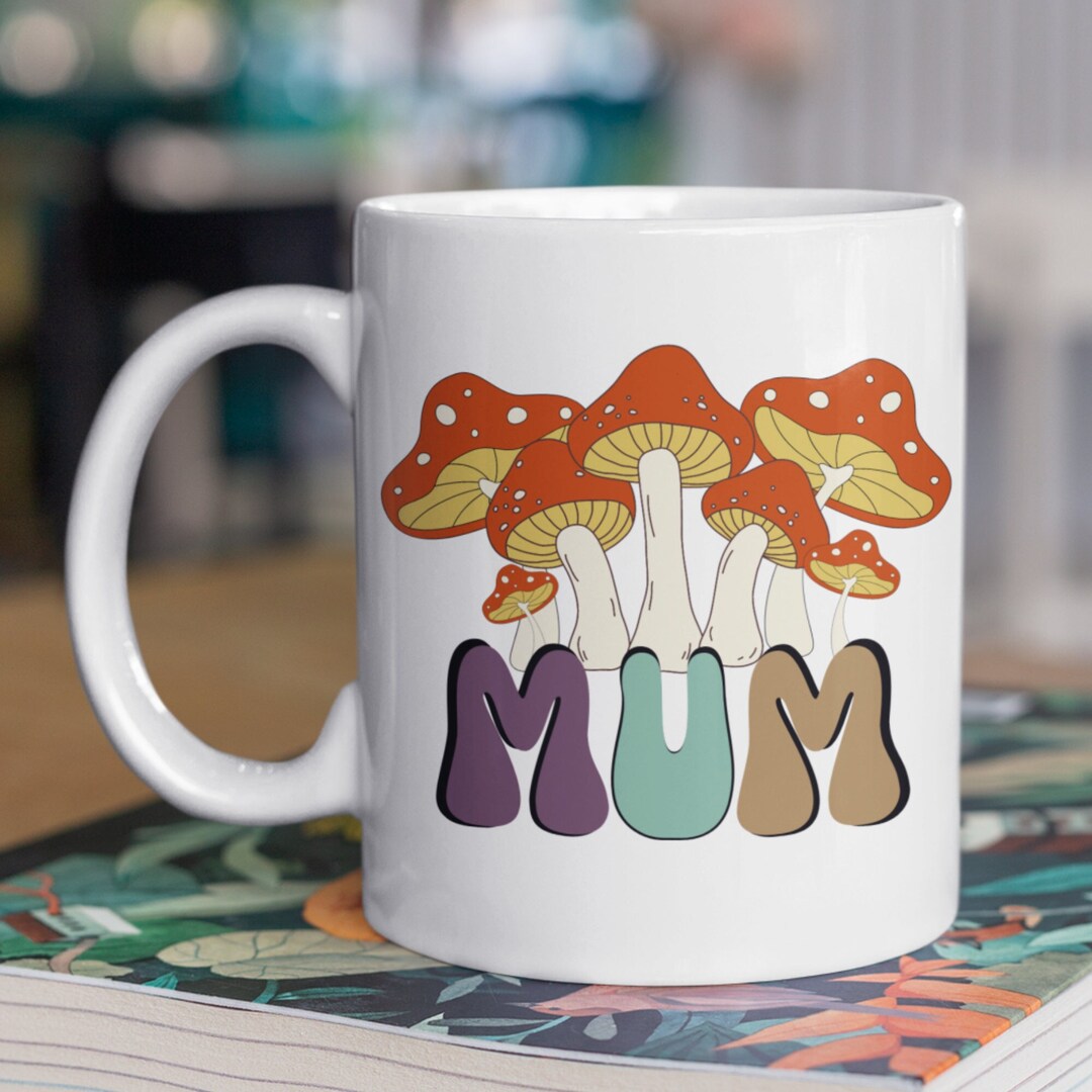 Retro Mum Mug, Mushrooms Gift for Mum, Toadstools, Magic Mushroom ...