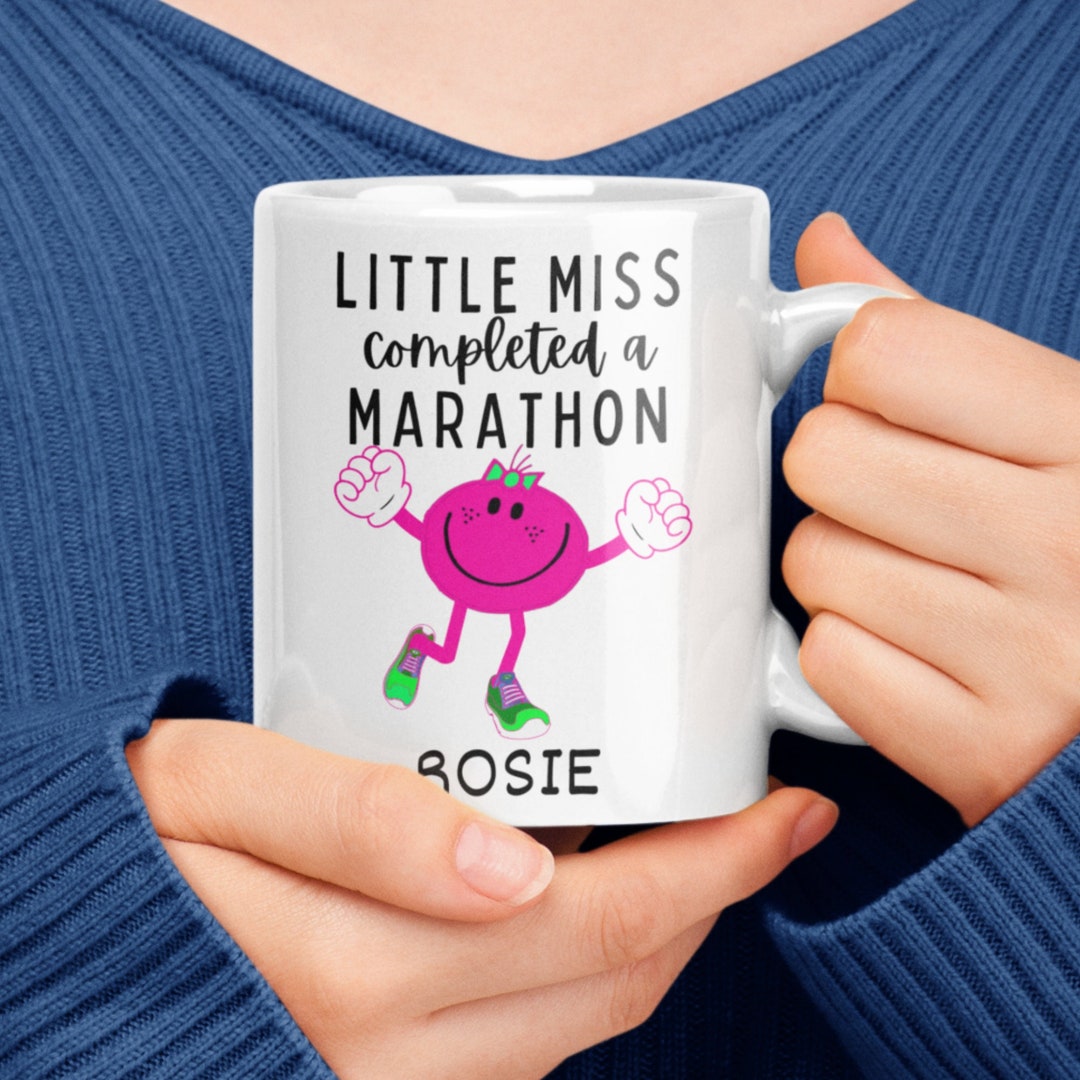 Personalised Marathon Runner Mug, Little Miss Completed a Marathon, Fun ...