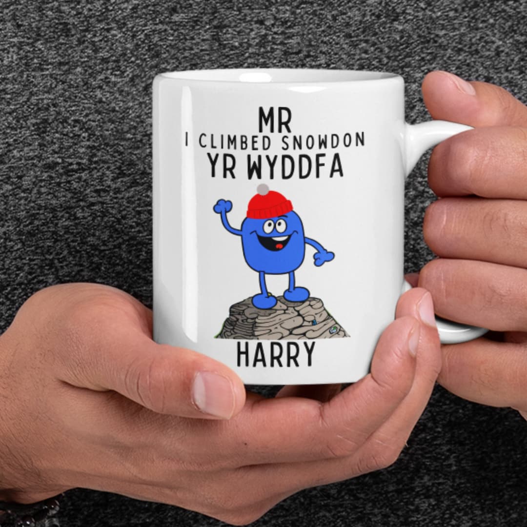Personalised Mr I Climbed Snowdon Mug, Yr Wyddfa, Gift for Climber ...