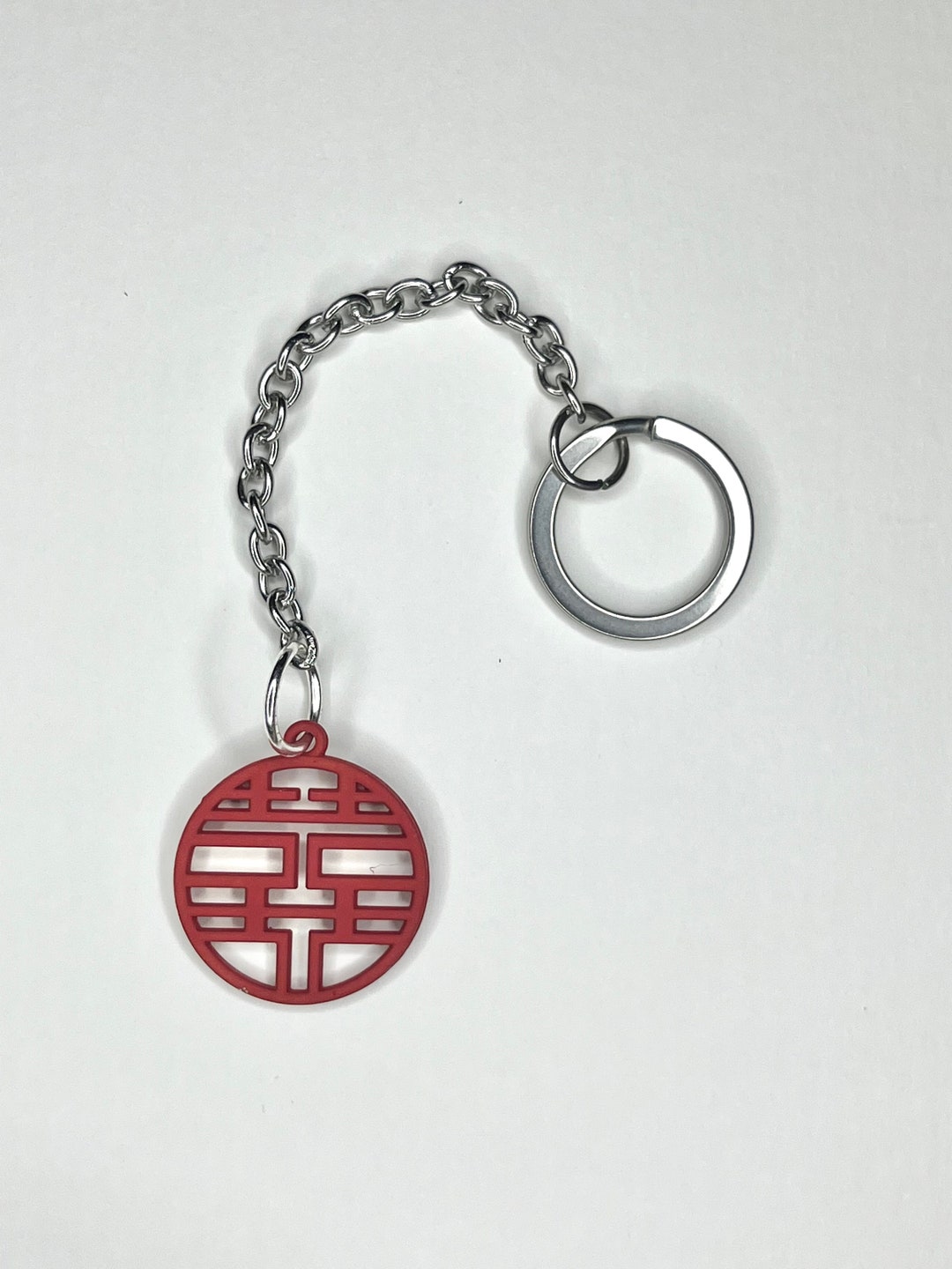 Red Double Happiness Chinese Symbol Stainless Steel Keychain - Etsy
