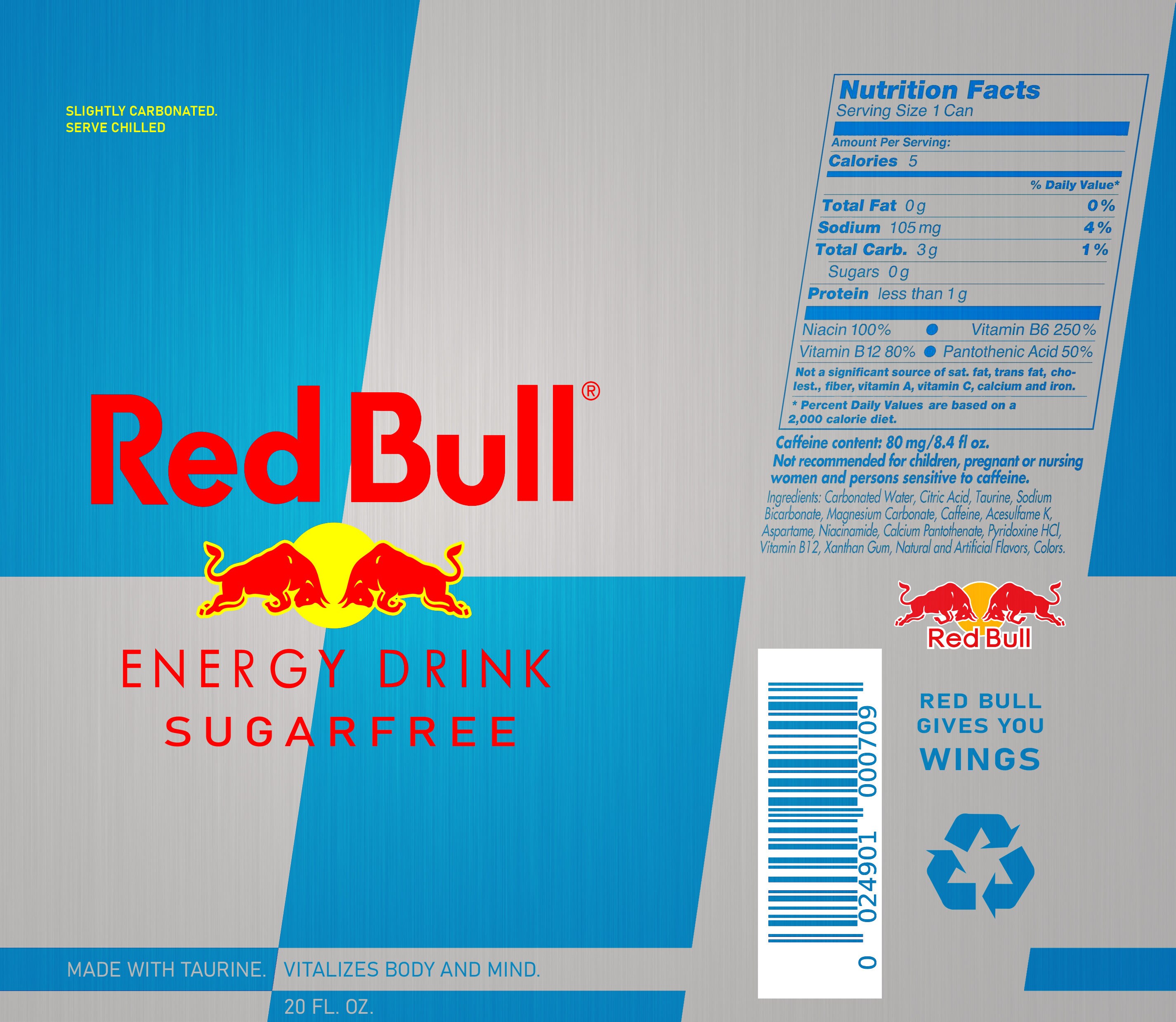 Sugar Free Red Bull Label
