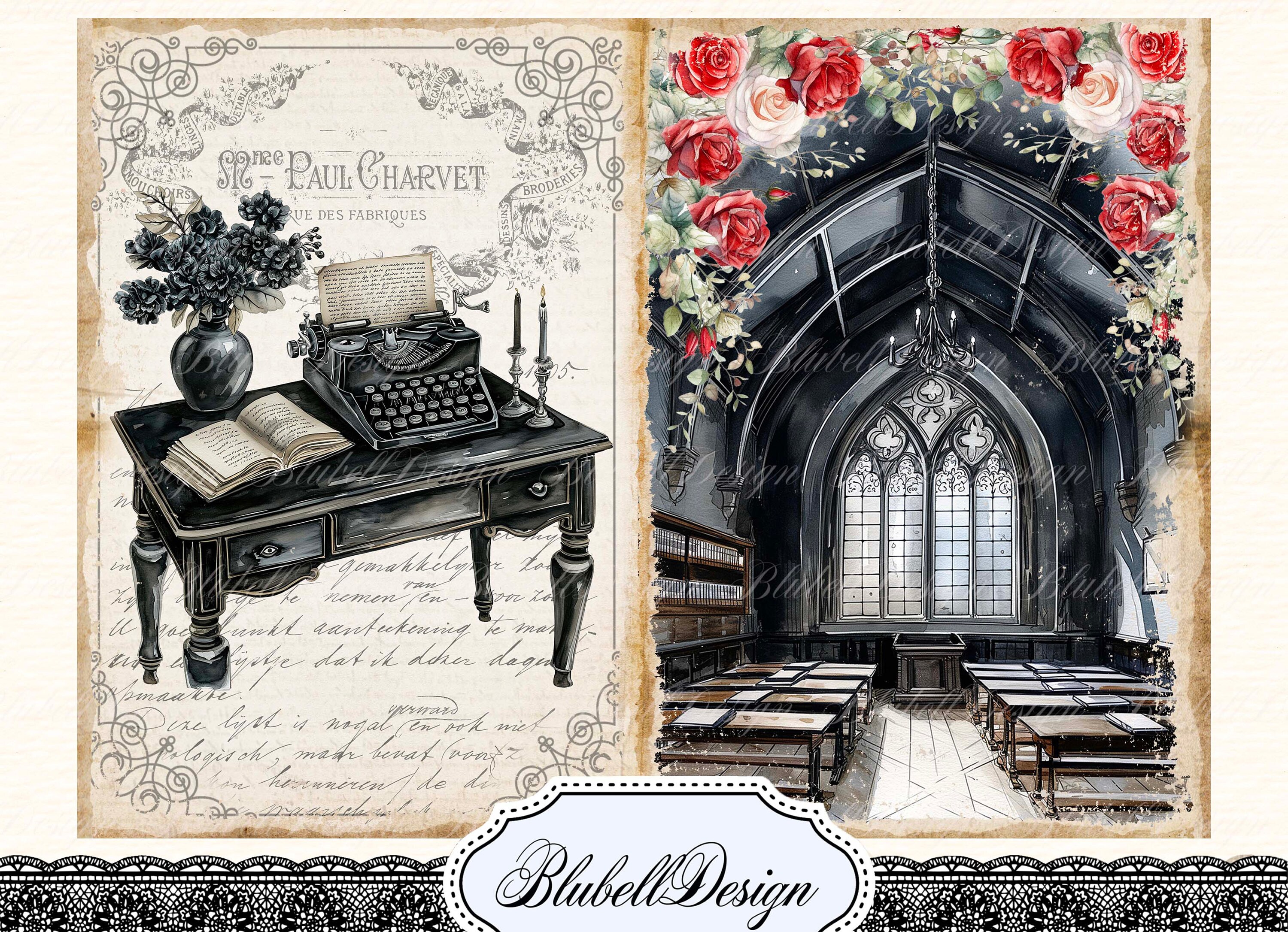 Gothic Digital Paper "academy" Scrapbooking Kit Junk Journal Printable ...