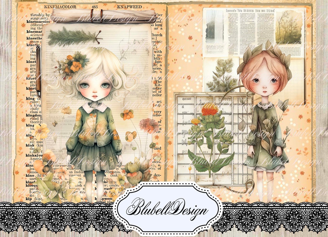 Pastel Digital Paper "little Autumn Girls" Scrapbooking Kit Junk ...