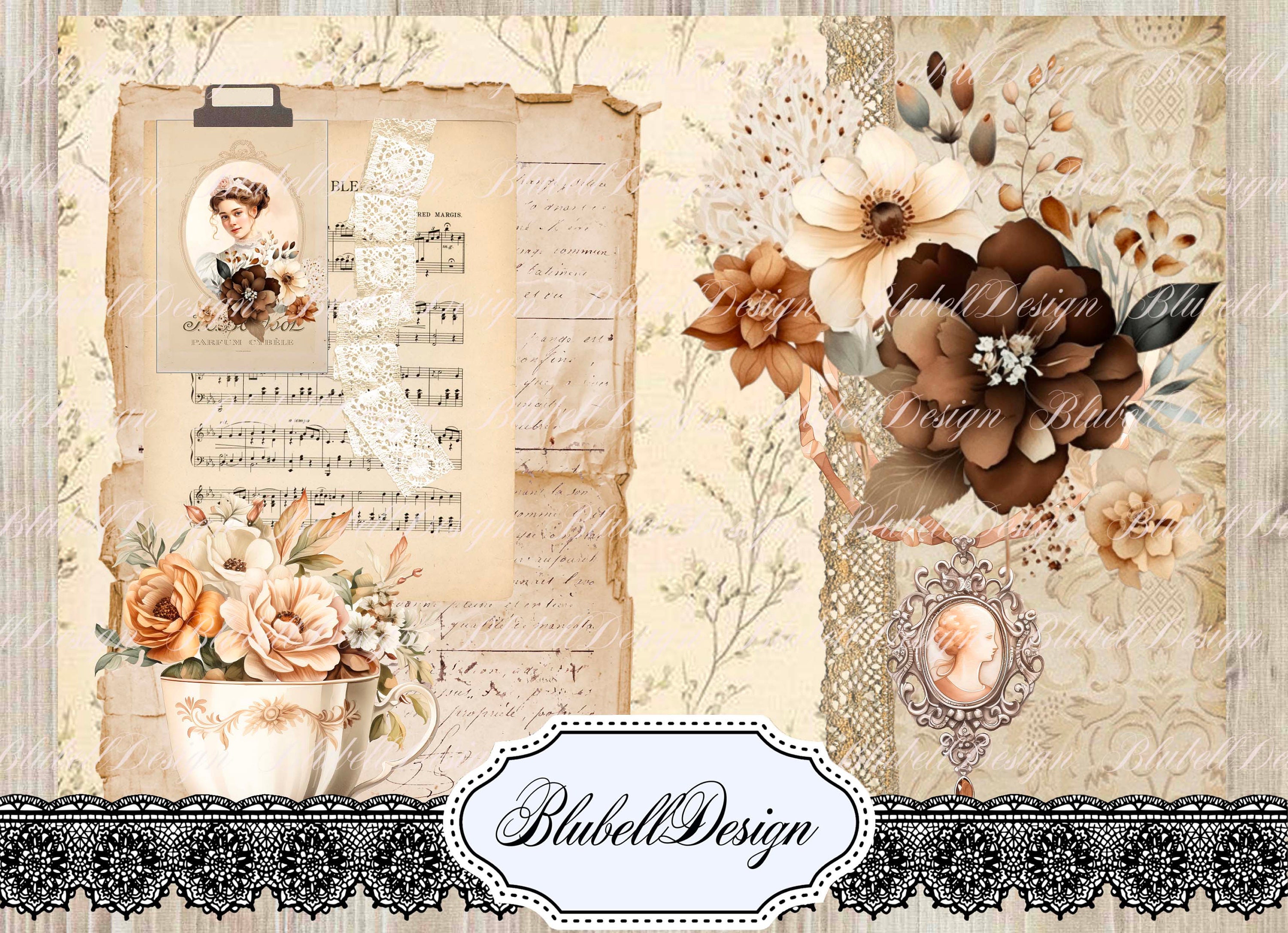 Vintage Digital Paper, Neutral Color Palette "linen and Cotton ...