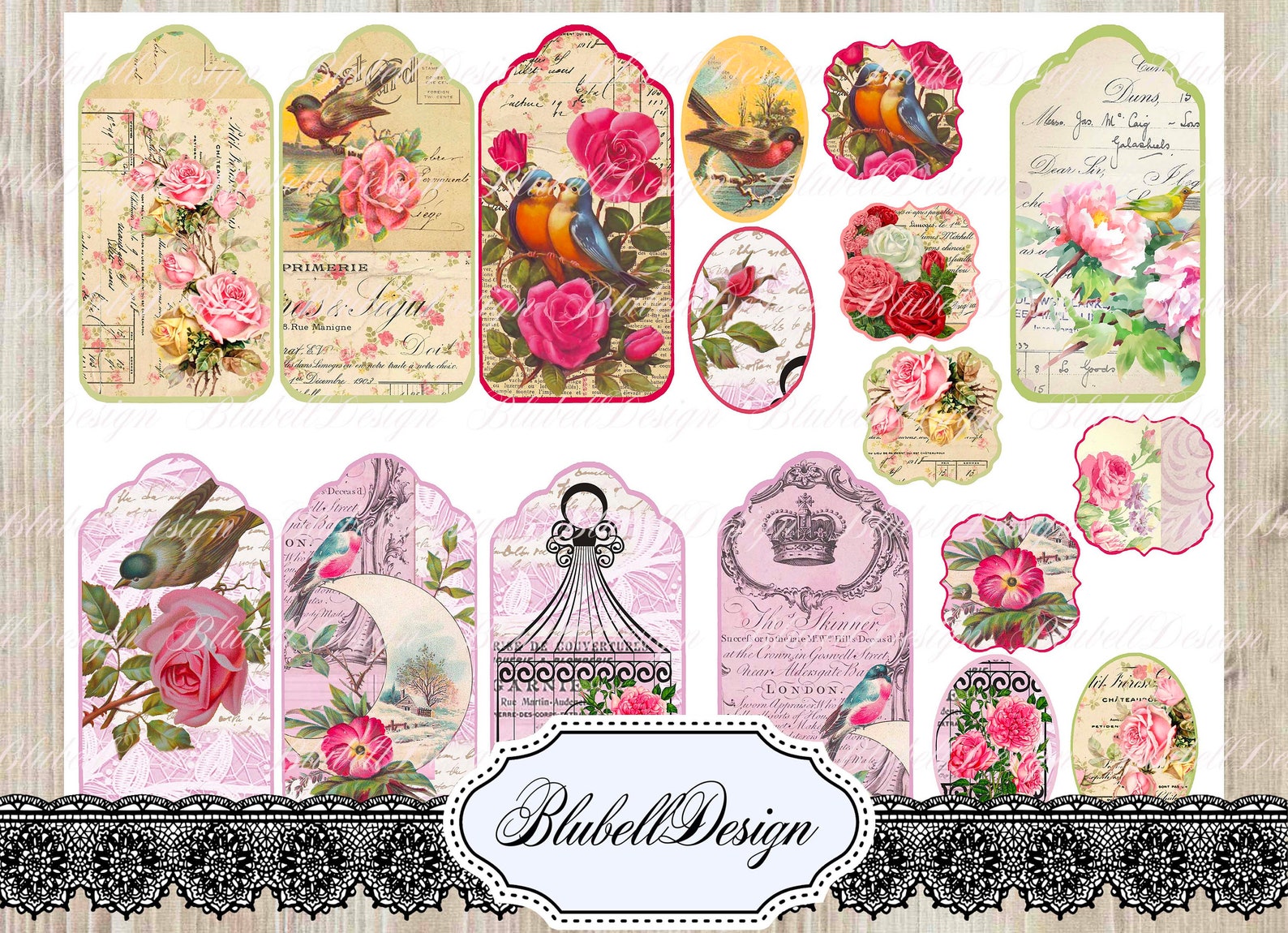 "pretty Bird" Digital Papers Scrapbooking Junk Journal Kit Printable ...
