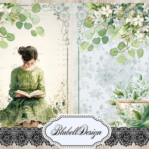 "green Nature" Printed Paper Kit, Junk Journal Scrapbooking Kit - Etsy