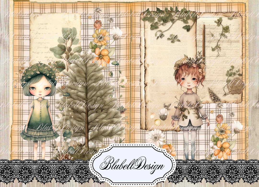 Pastel Digital Paper "little Autumn Girls" Scrapbooking Kit Junk ...