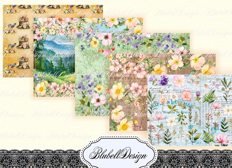 Vintage Nature Digital Paper "forest Friends Vol. 2" Scrapbooking Kit ...