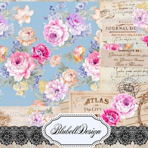 Vintage Digital Papers "blossom" Scrapbooking Junk Journal Kit ...