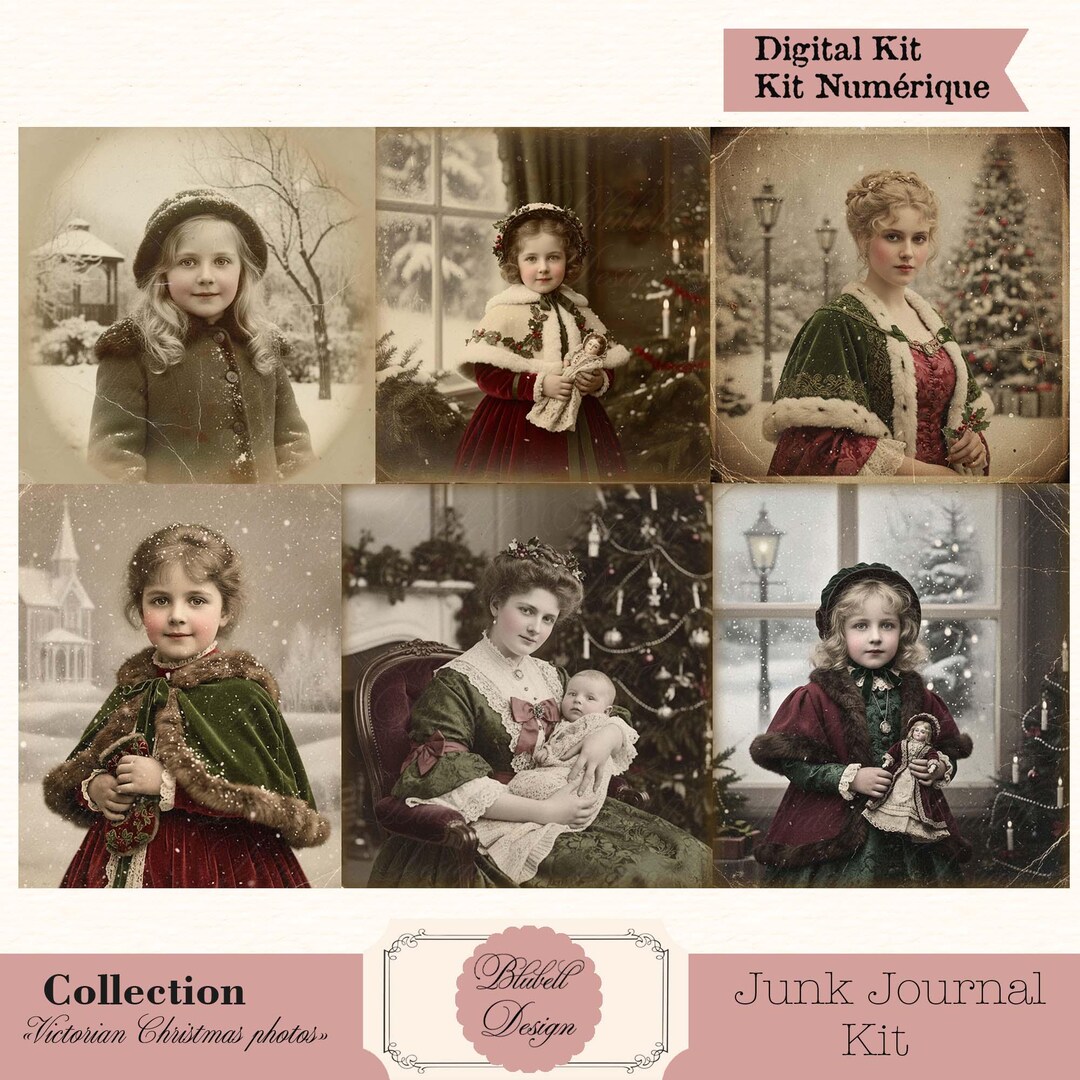Shabby Chic Digital Paper "victorian Christmas Photos" Scrapbooking ...