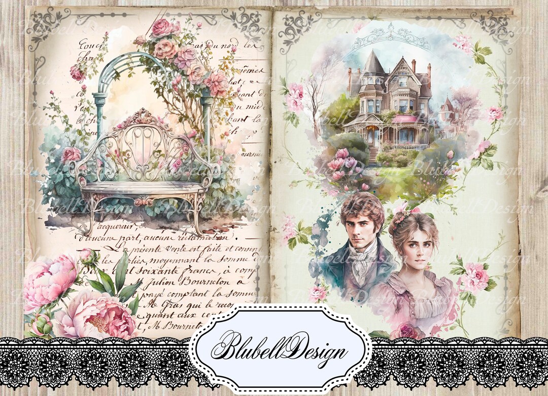 Victorian Digital Paper "week-end Au Manoir" Scrapbooking Junk Journal ...